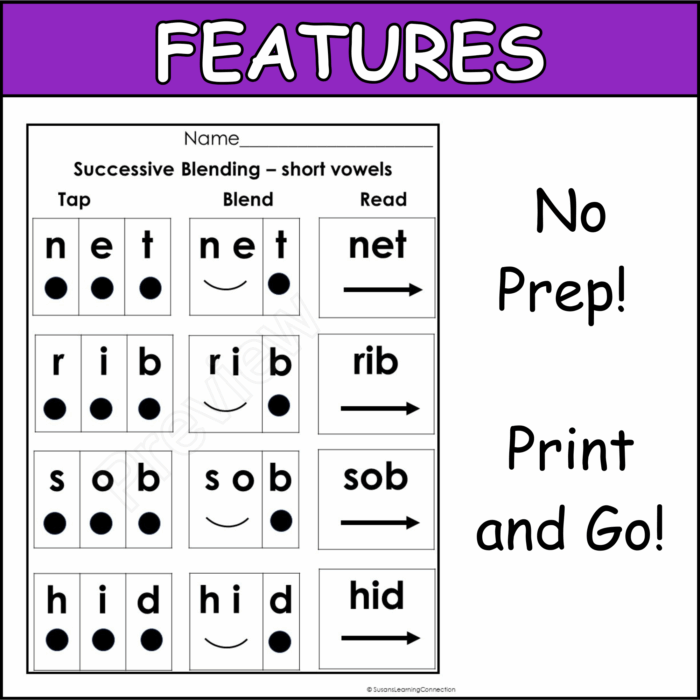 CVC Successive Blending Practice Print and Go SOR Structured Literacy ...